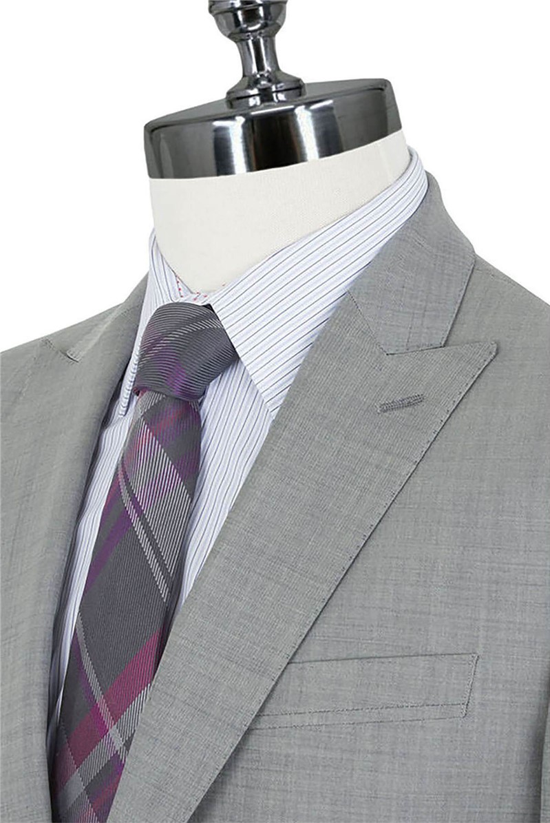 Stvdio Light Grey Peal Lapel Tailored Fit Suit Jacket