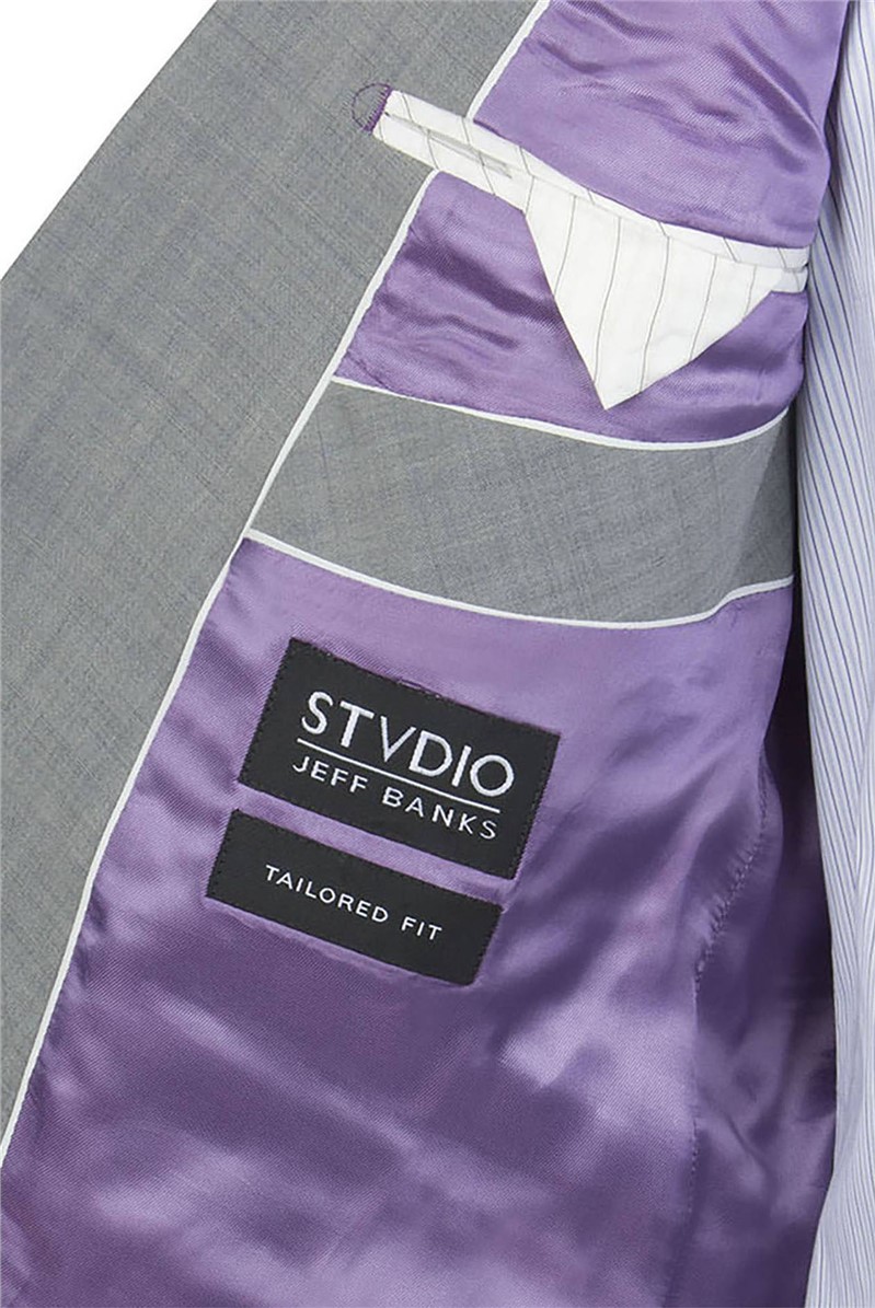 Stvdio Light Grey Peal Lapel Tailored Fit Suit Jacket