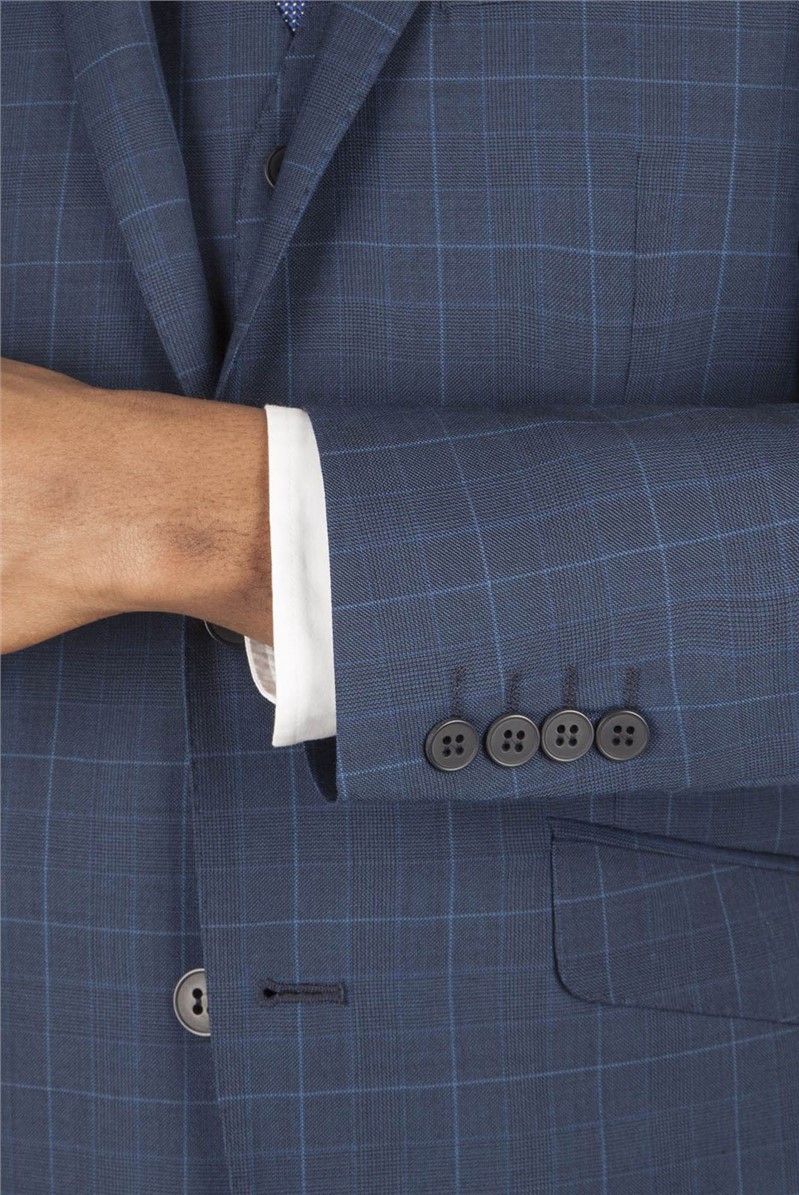 Ben Sherman Navy Checked Tailored Fit Suit Jacket