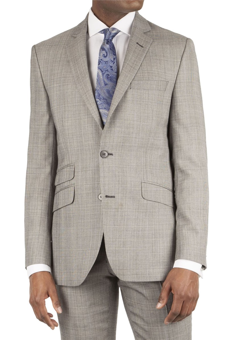 Alexandre of England Oatmeal Check Tailored Fit Suit