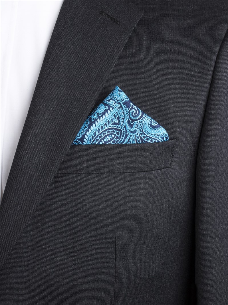 Scott & Taylor Teal Paisley Pocket Square