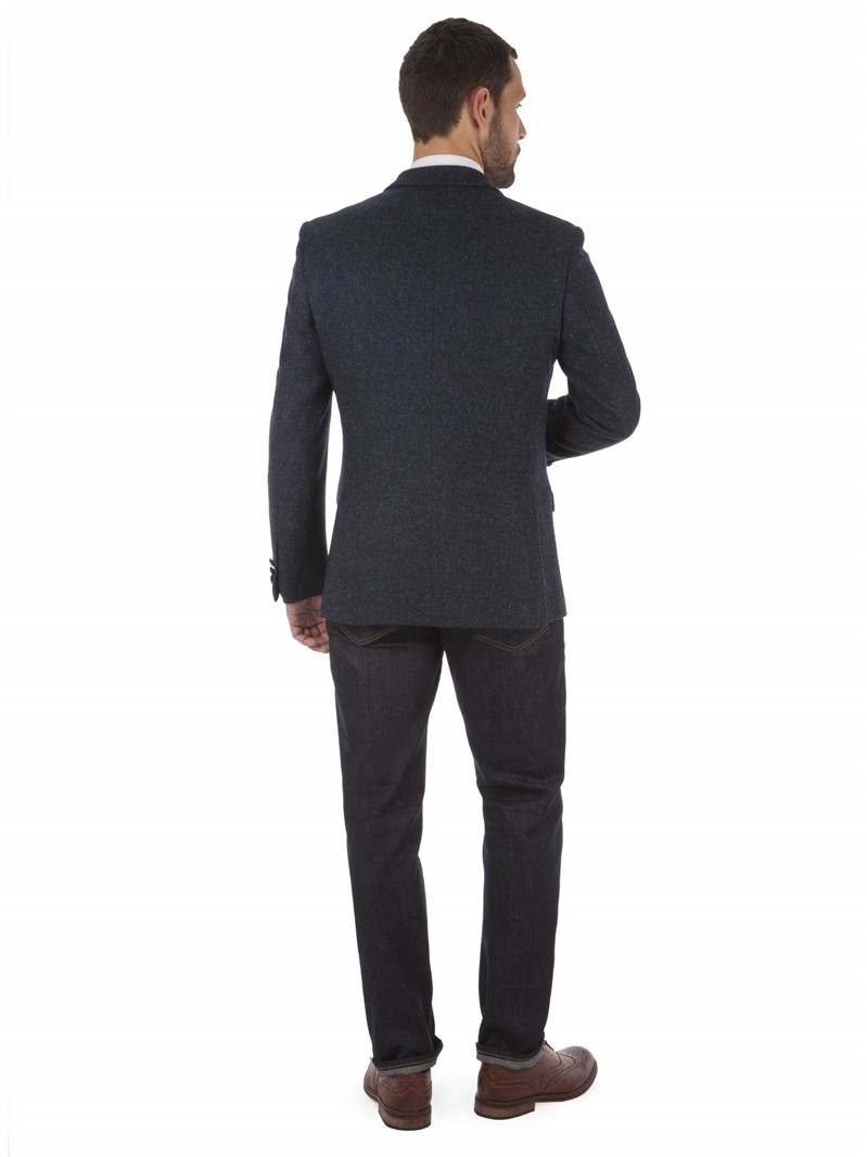 Navy Plain Tailored Fit Jacket