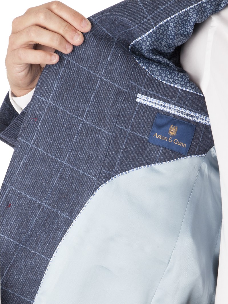 Denim Check Tailored Fit Linen Blend Jacket