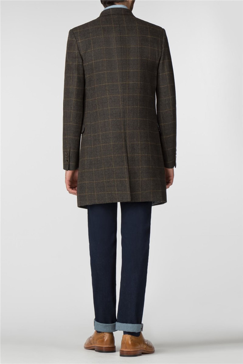 Racing Green | Green Check Tailored Overcoat | Suit Direct