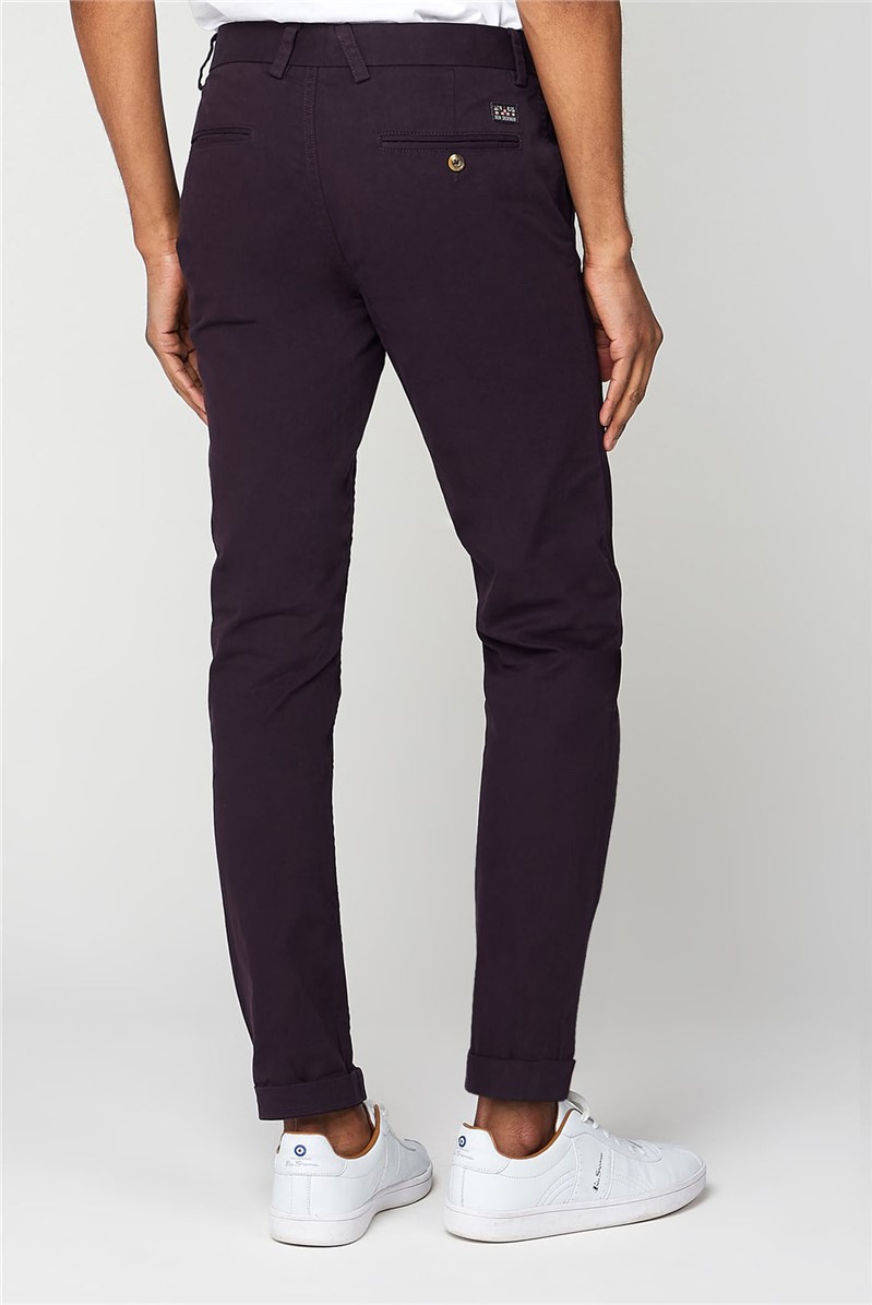 Ben Sherman | Plum Slim Fit Cotton Chino Trousers | Suit Direct