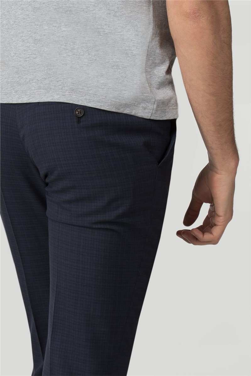 Ben Sherman Tailored Fit Navy Micro Check Suit Trouser