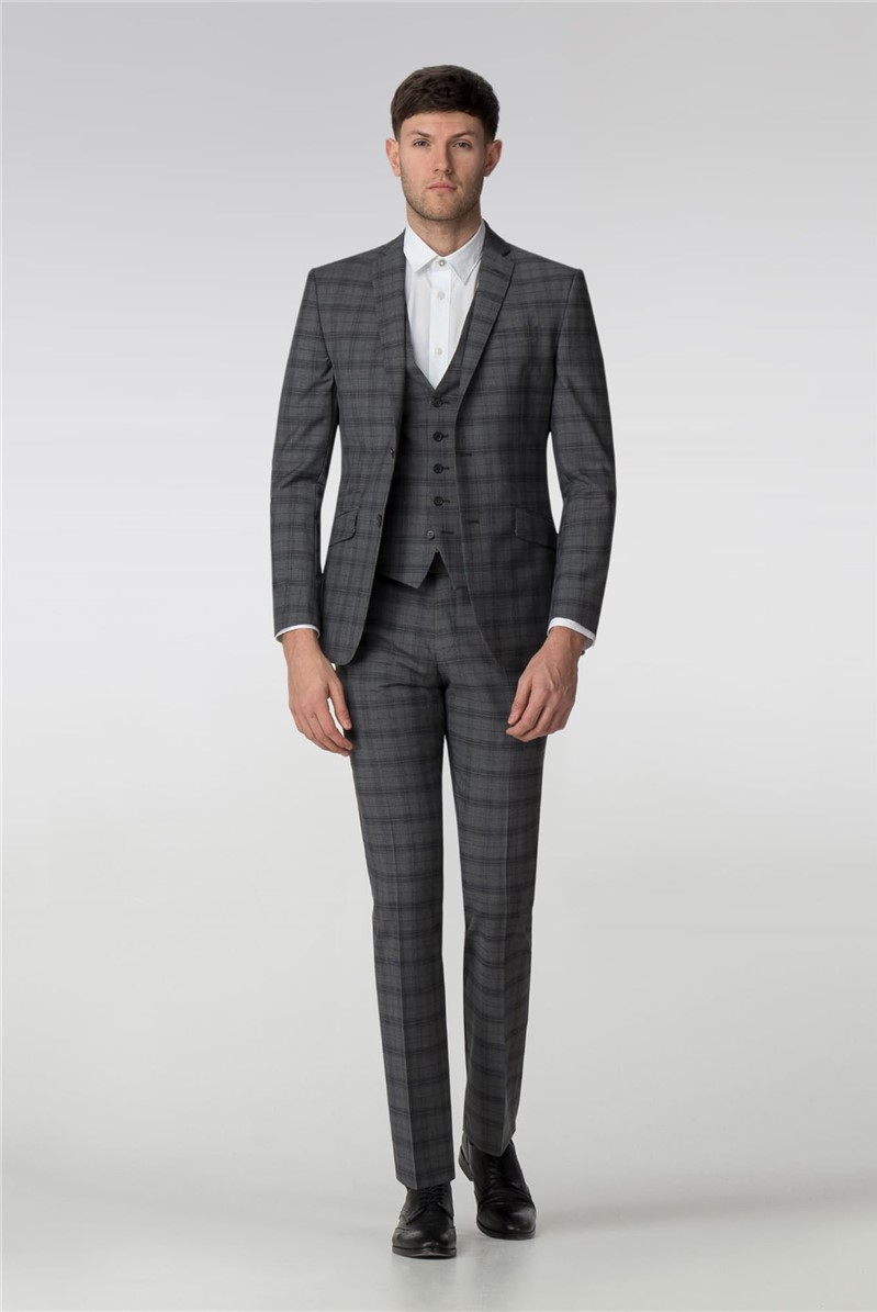 Ben Sherman | Men's Tailored Grey Check Jacket | Suit Direct