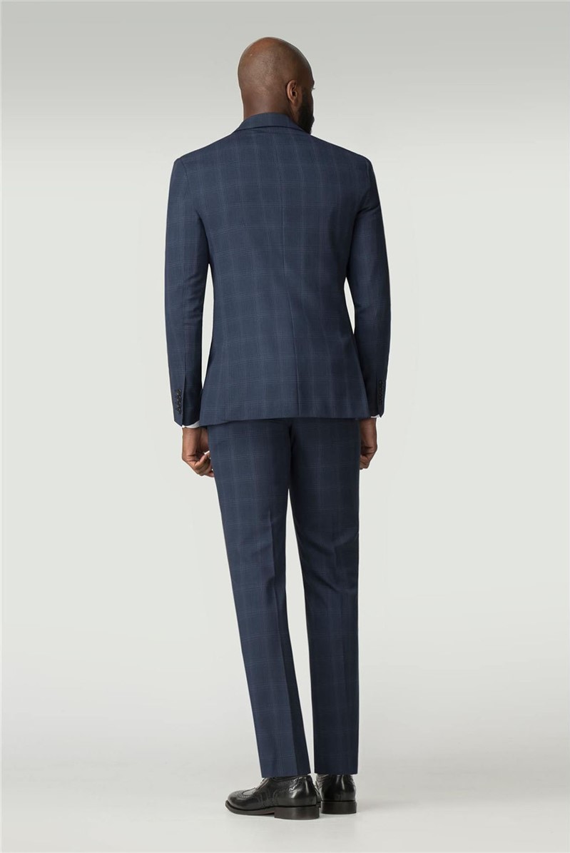 Jeff Banks Stvdio | Slim Fit Blue Checked Ivy Suit | Suit Direct
