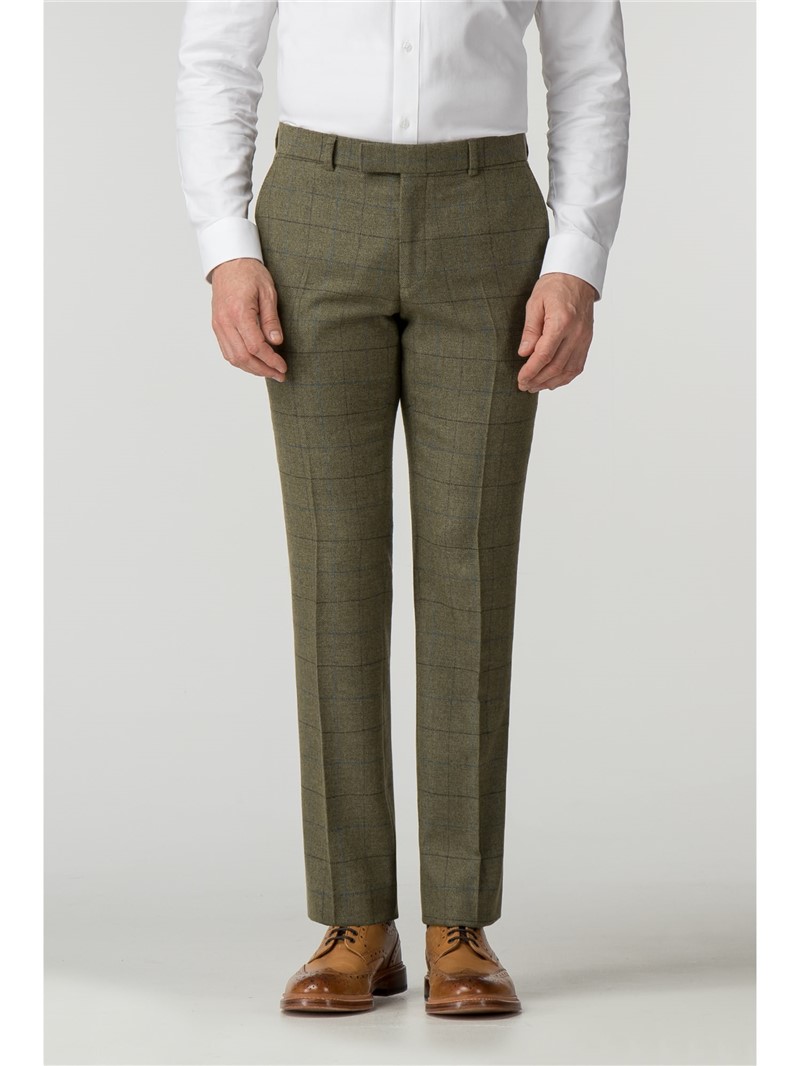 Racing Green Green Herringbone Check Trouser