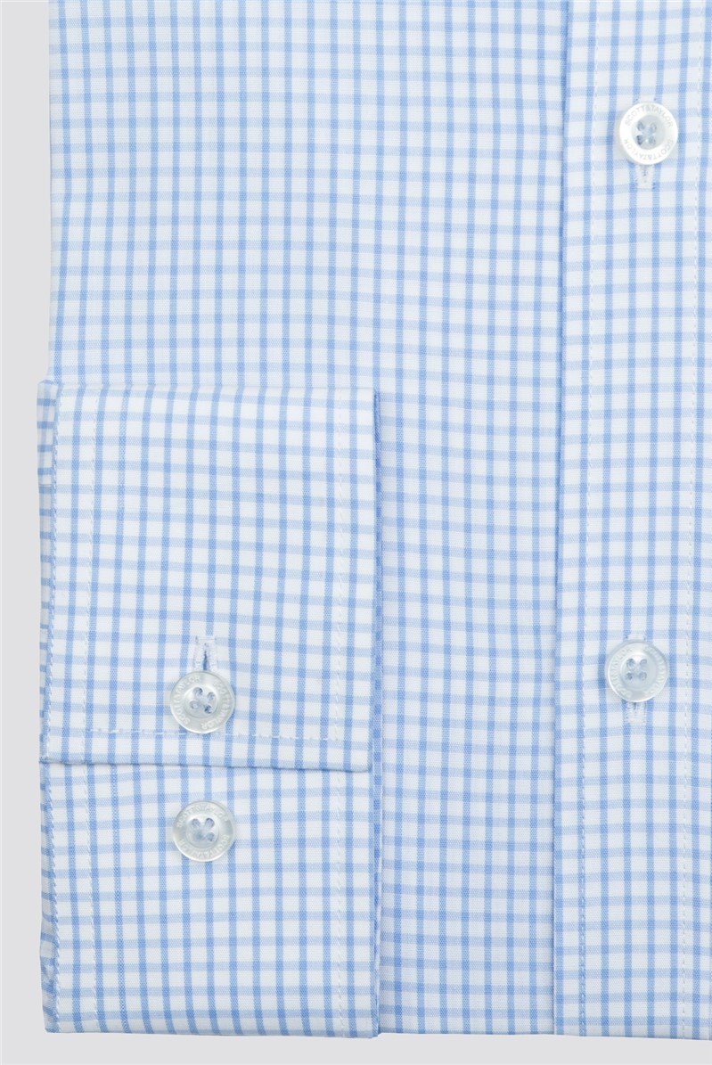 Scott & Taylor | Blue Micro Checked Shirt | Suit Direct