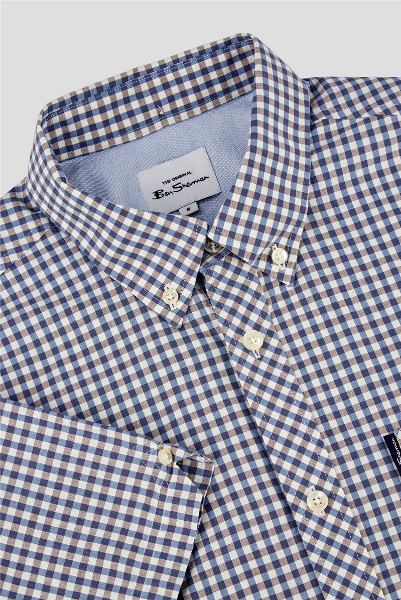 Ben Sherman | Men's Persian Blue Gingham Shirt | Suit Direct