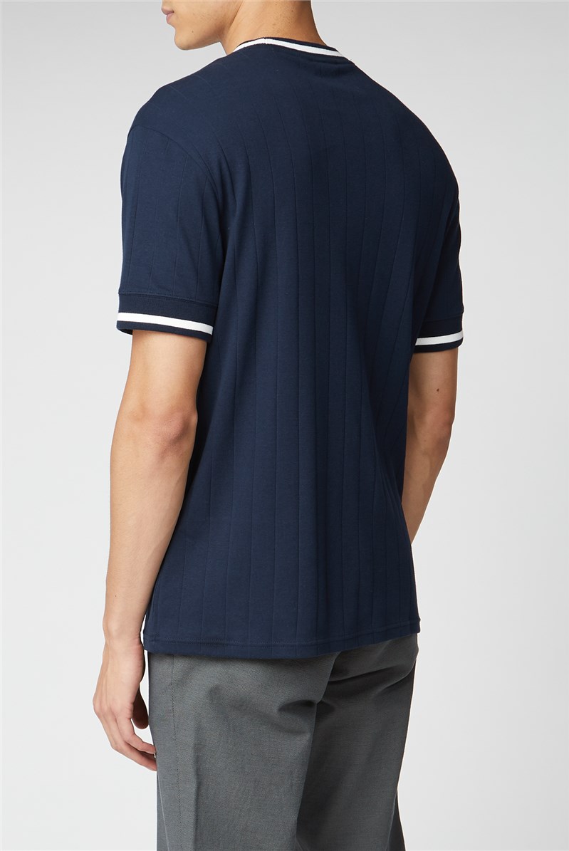 Ben Sherman Navy Rib Ringer T Shirt Uk
