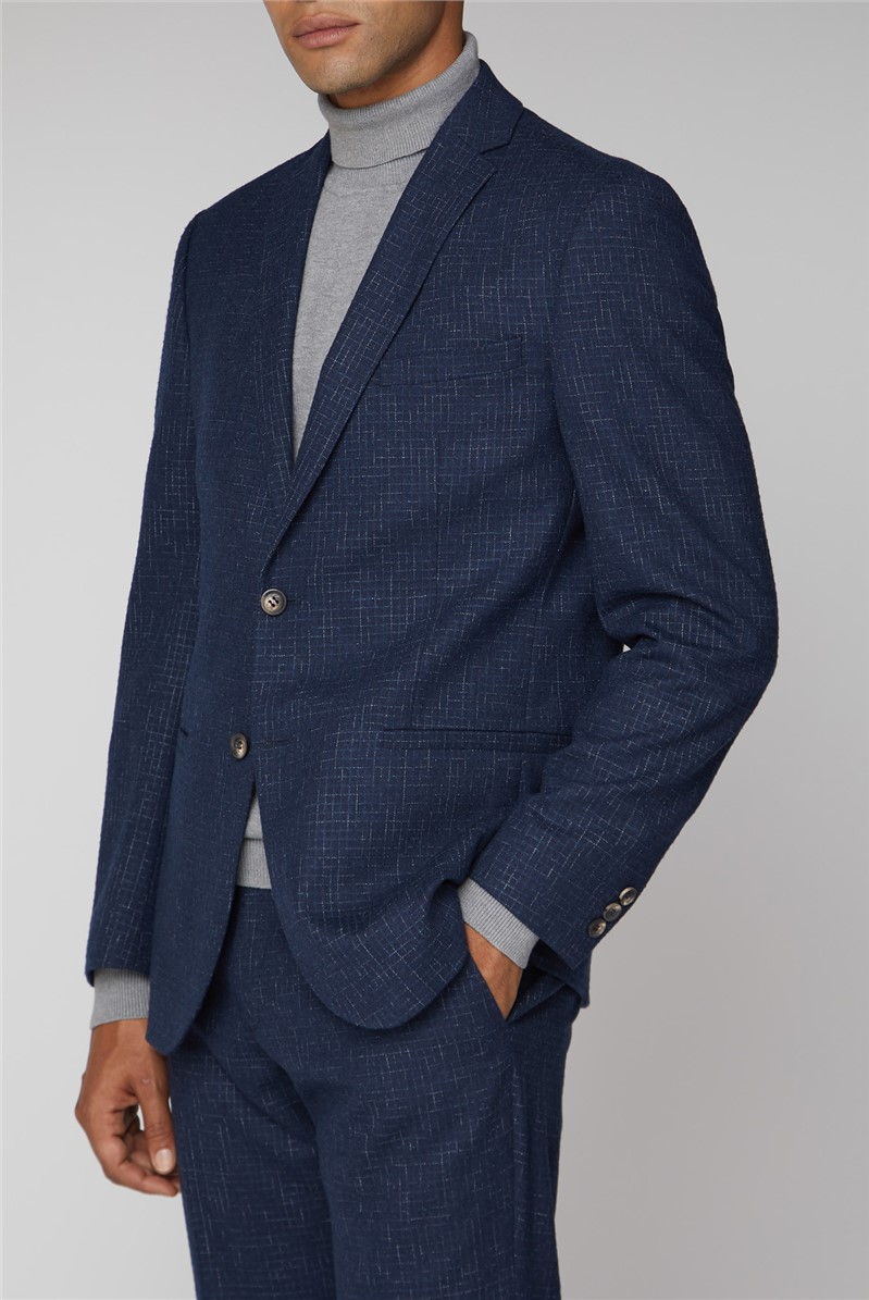 Tailored Fit Mid Blue Broken Structure Suit Jacket