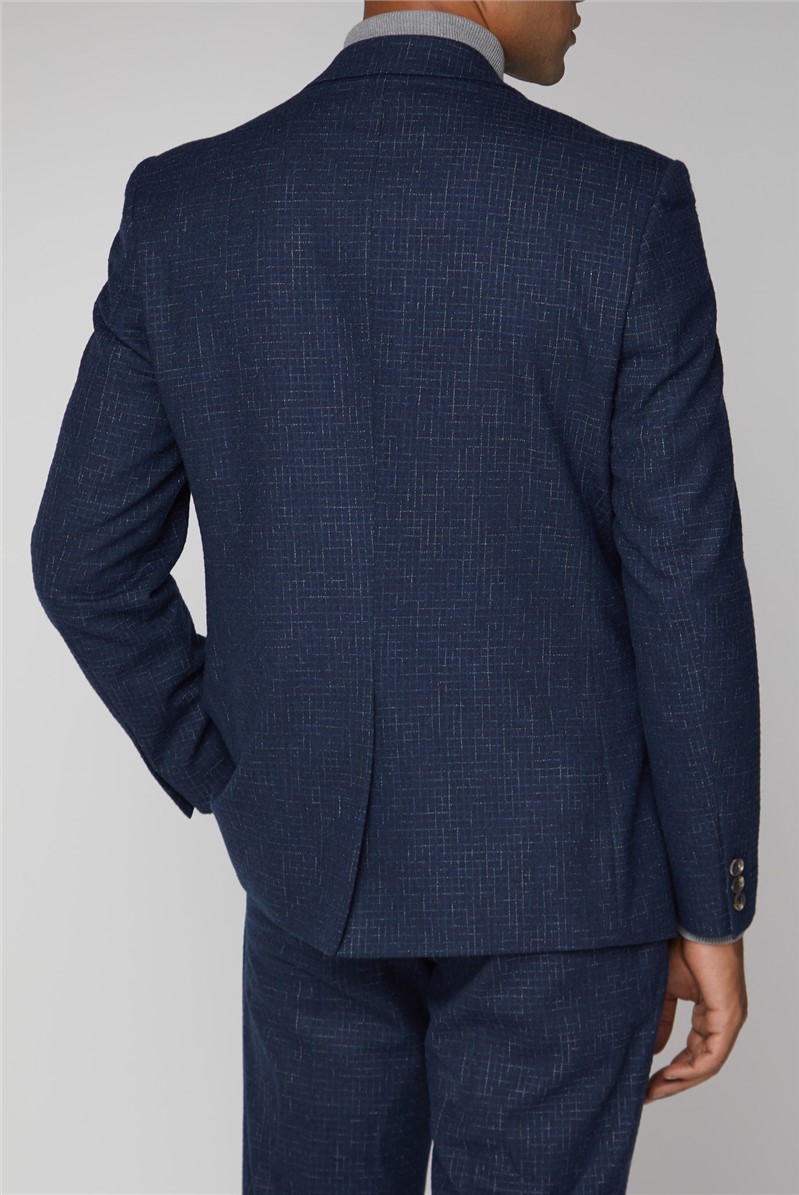 Tailored Fit Mid Blue Broken Structure Suit Jacket