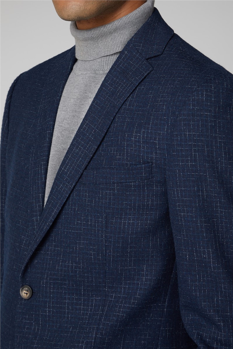 Tailored Fit Mid Blue Broken Structure Suit Jacket