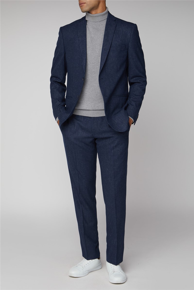 Tailored Fit Mid Blue Broken Structure Suit Jacket