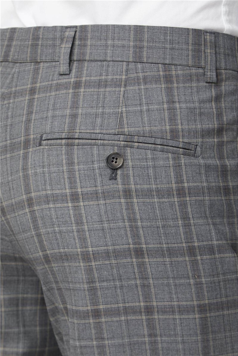 Racing Green | Grey Check Tailor Fit Trousers | SuitDirect.co.uk