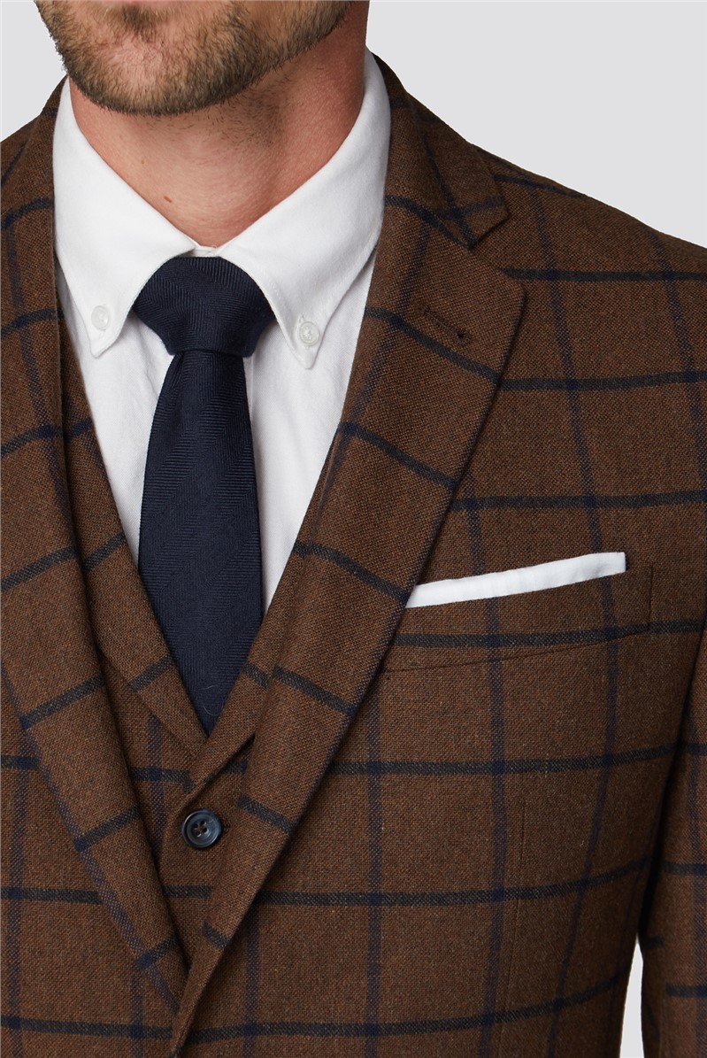 Racing Green Rust Heritage Check Tailored Fit Suit Jacket