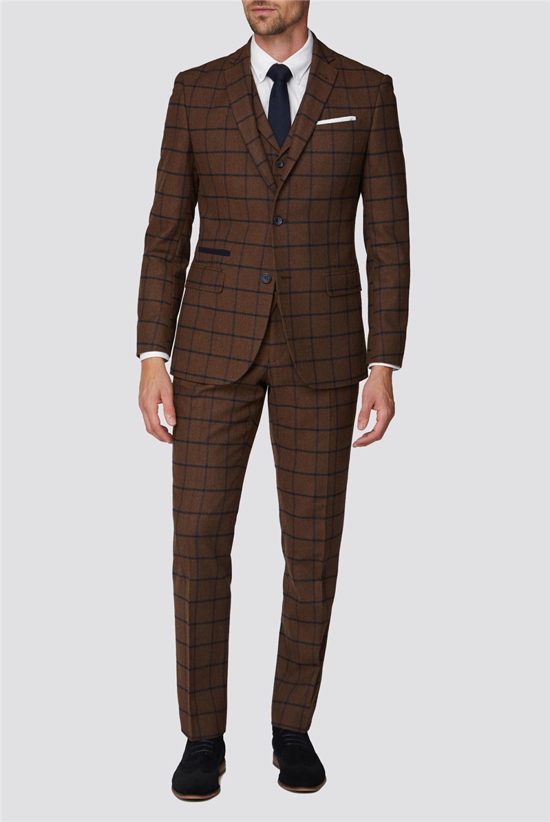 Racing Green Rust Heritage Check Tailored Fit Suit Jacket