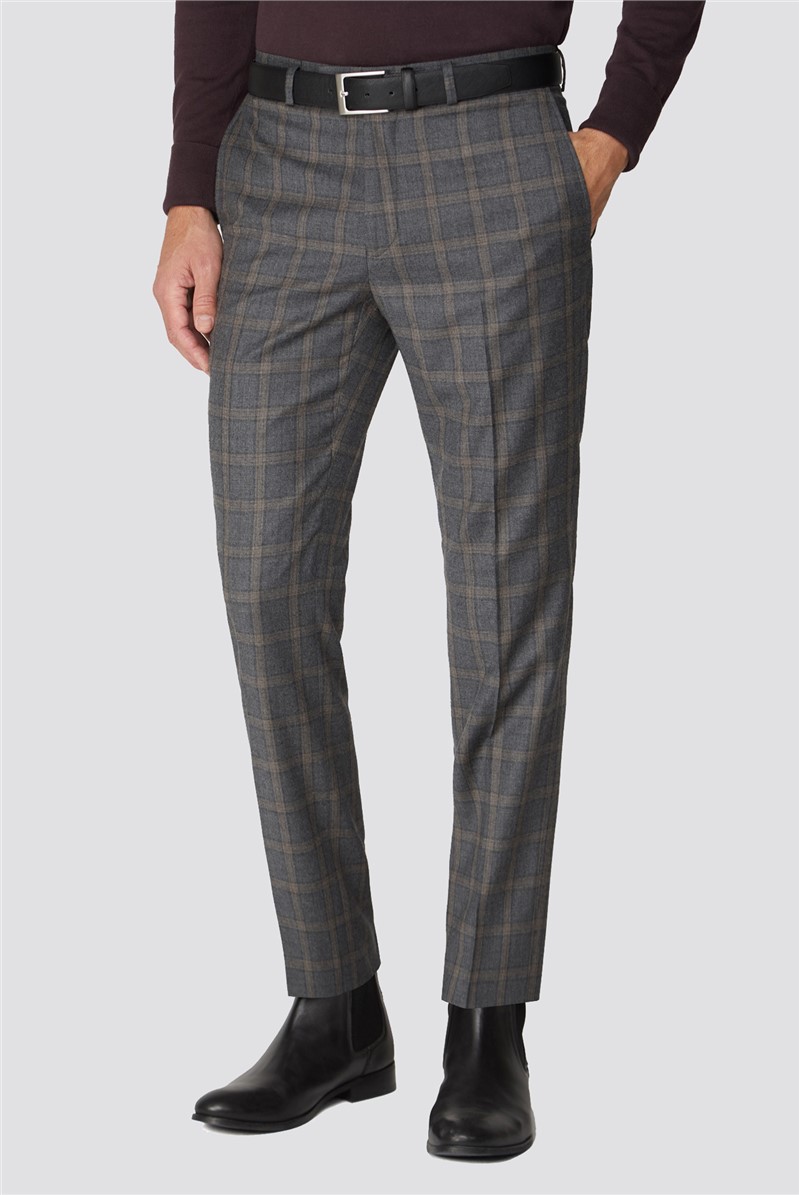 Hammond & Co | Grey Caramel Check Tailor Trousers | Suit Direct
