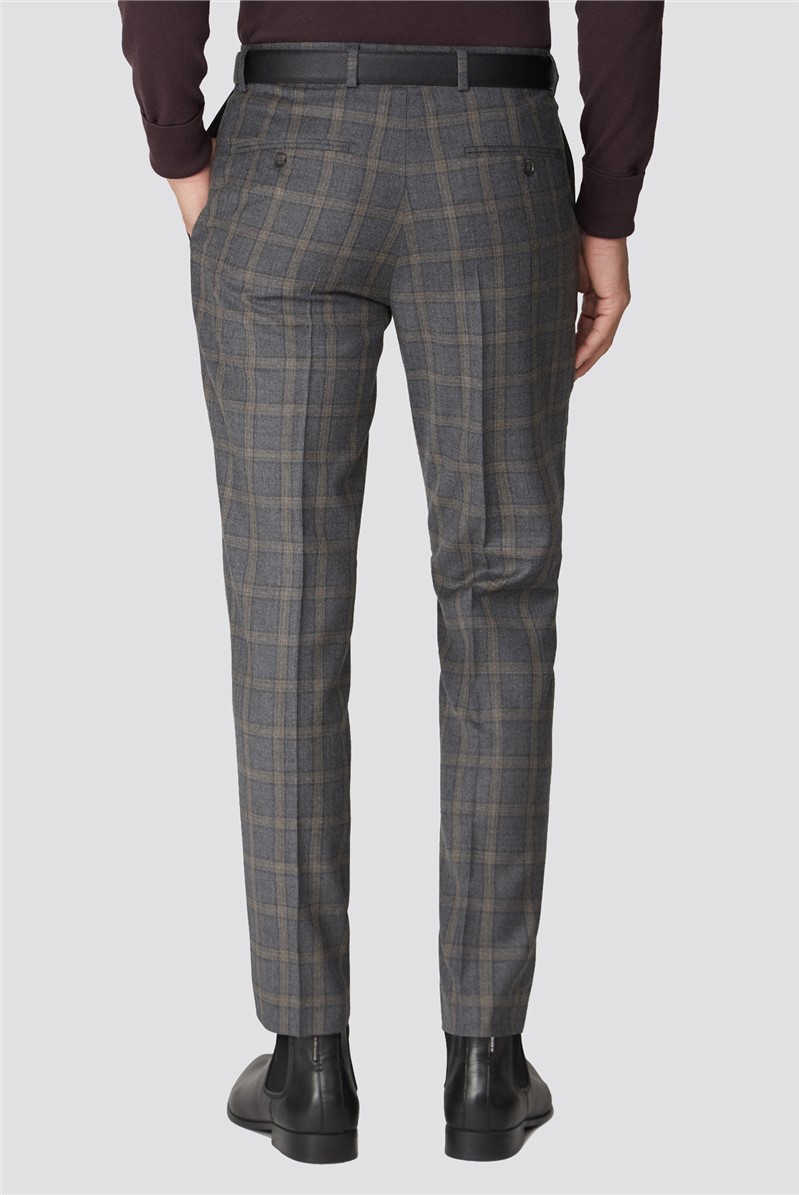 Hammond & Co | Grey Caramel Check Tailor Trousers | Suit Direct