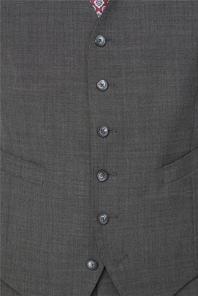 Stvdio Grey Jacquard Textured Tailored Fit Suit Waistcoat