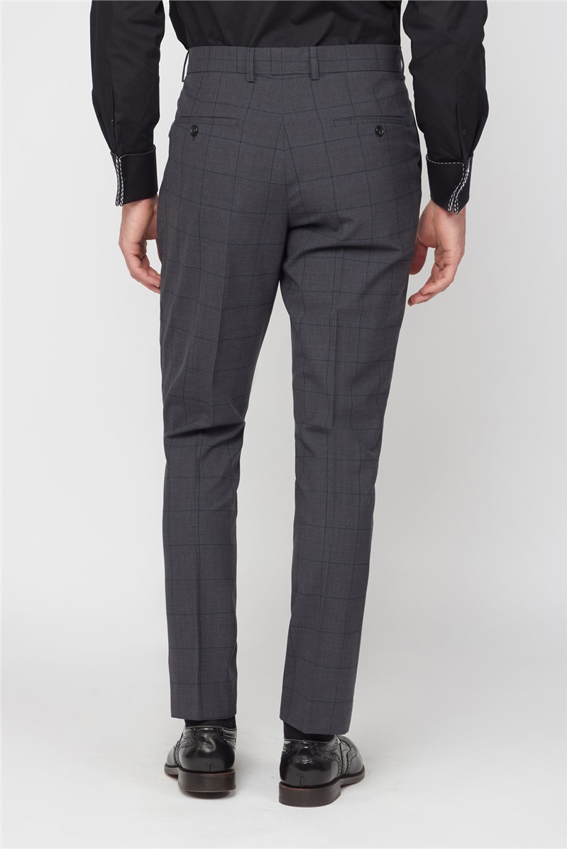 Jeff Banks | Charcoal Green Check Travel Trousers | Suit Direct
