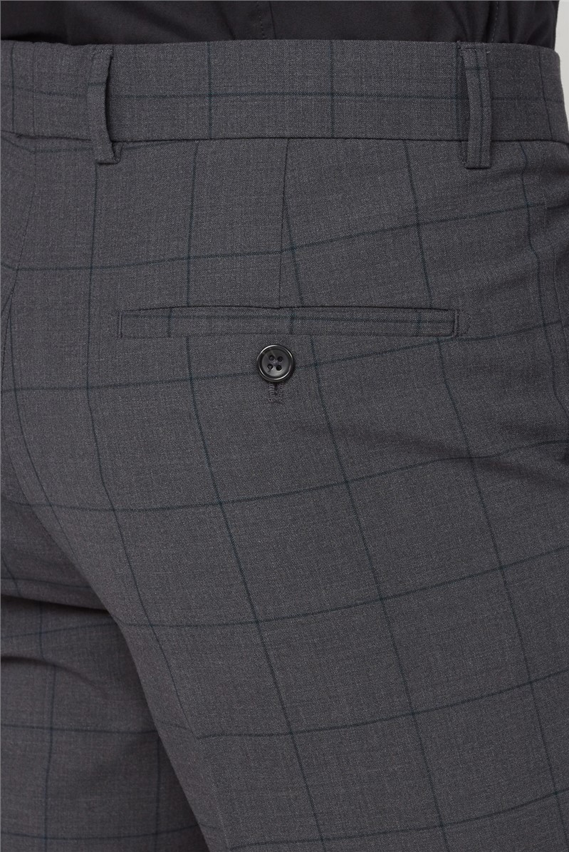 Jeff Banks | Charcoal Green Check Travel Trousers | Suit Direct