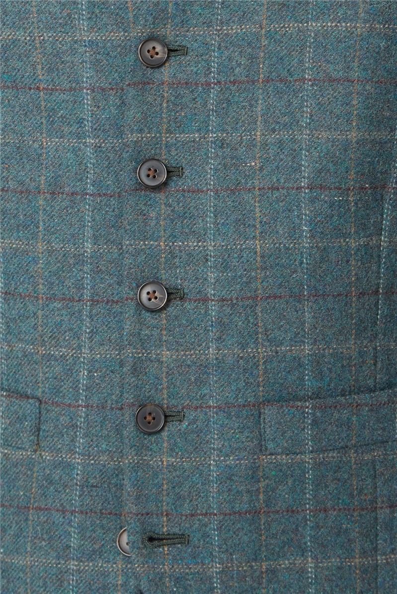 Racing Green Green Heritage Check Tweed Waistcoat