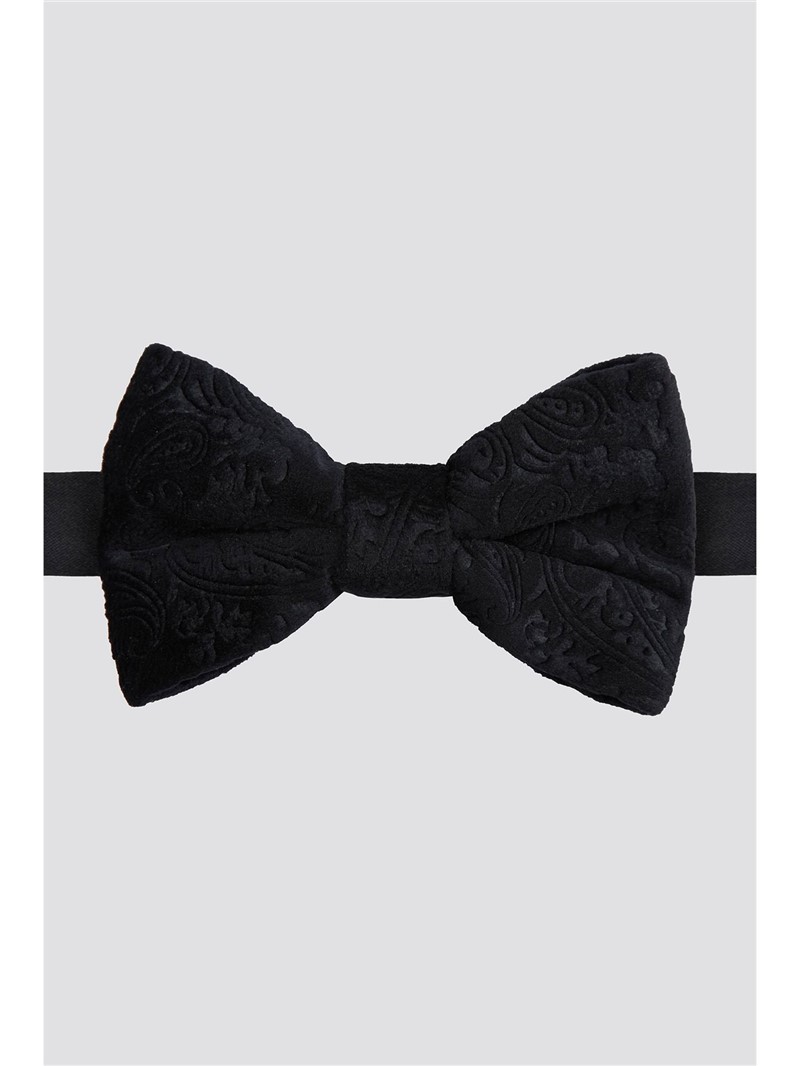 Limehaus Black Devore Paisley Bow Tie