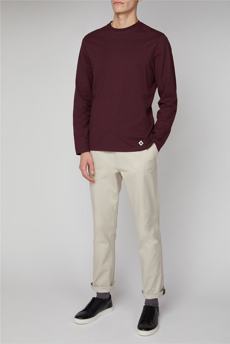 Melka | Christer Long Sleeve Wine Red T-Shirt | SuitDirect.co.uk