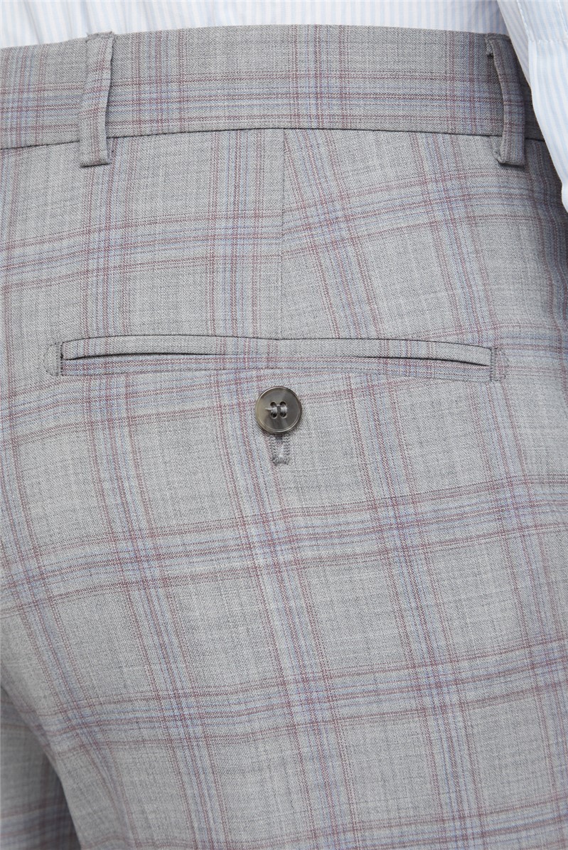 Racing Green | Light Grey & Pink Checked Trousers | Suit Direct