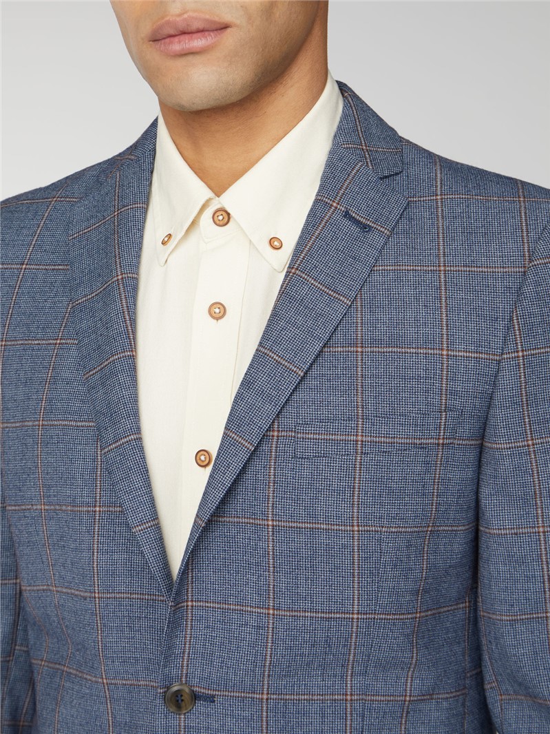 Ben Sherman Tailored Fit Blue Check Suit Jacket | Suit Direct