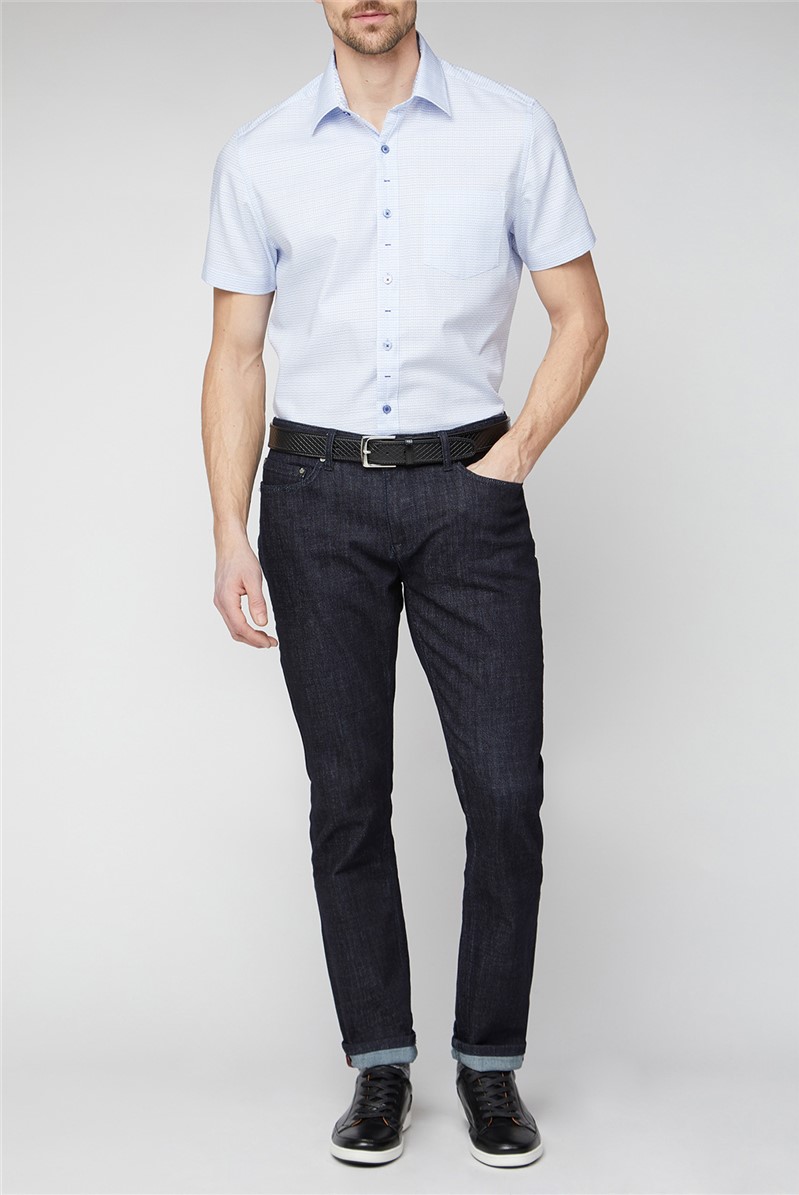 Jeff Banks London | Blue Mini Check Shirt | SuitDirect.co.uk