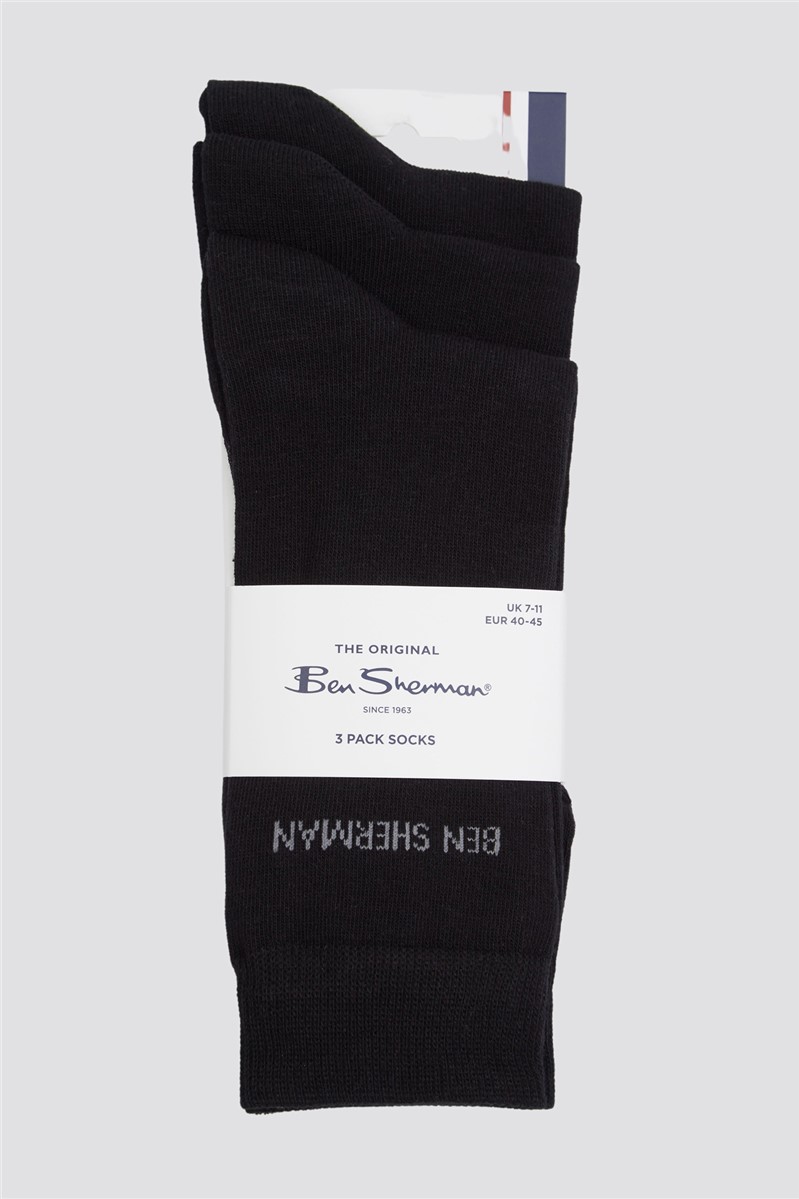 Ben Sherman | Black, Navy, Red & Grey 3 Pack Socks | Suit Direct