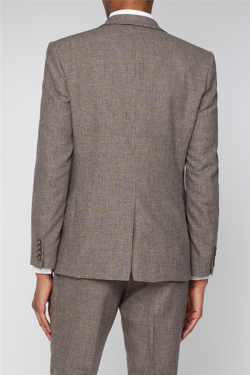 Racing Green Tailored Fit Taupe Puppy Tooth Suit | Suit Direct