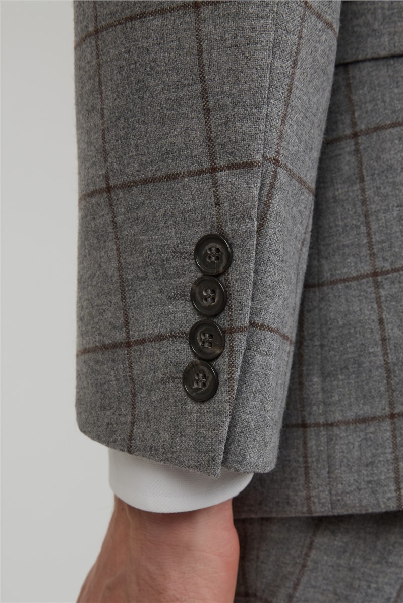 Racing Green Grey Rust Windowpane Donegal Tailored Fit Jacket