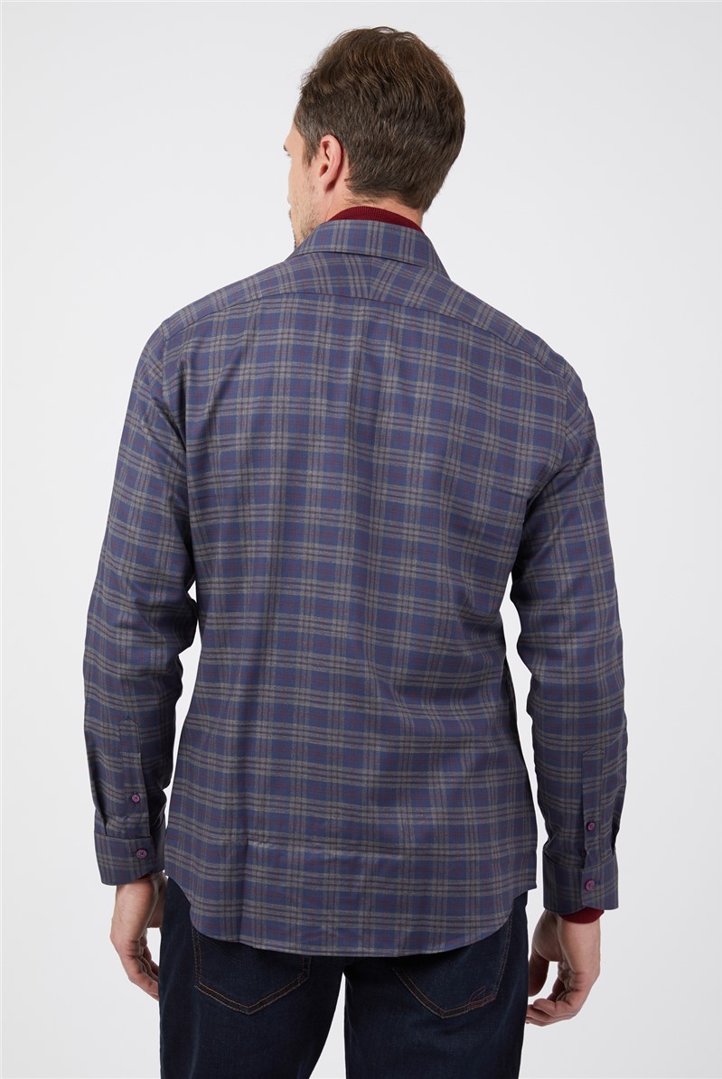 Jeff Banks Bespoke | Men's Navy Grey Check Shirt | Suit Direct