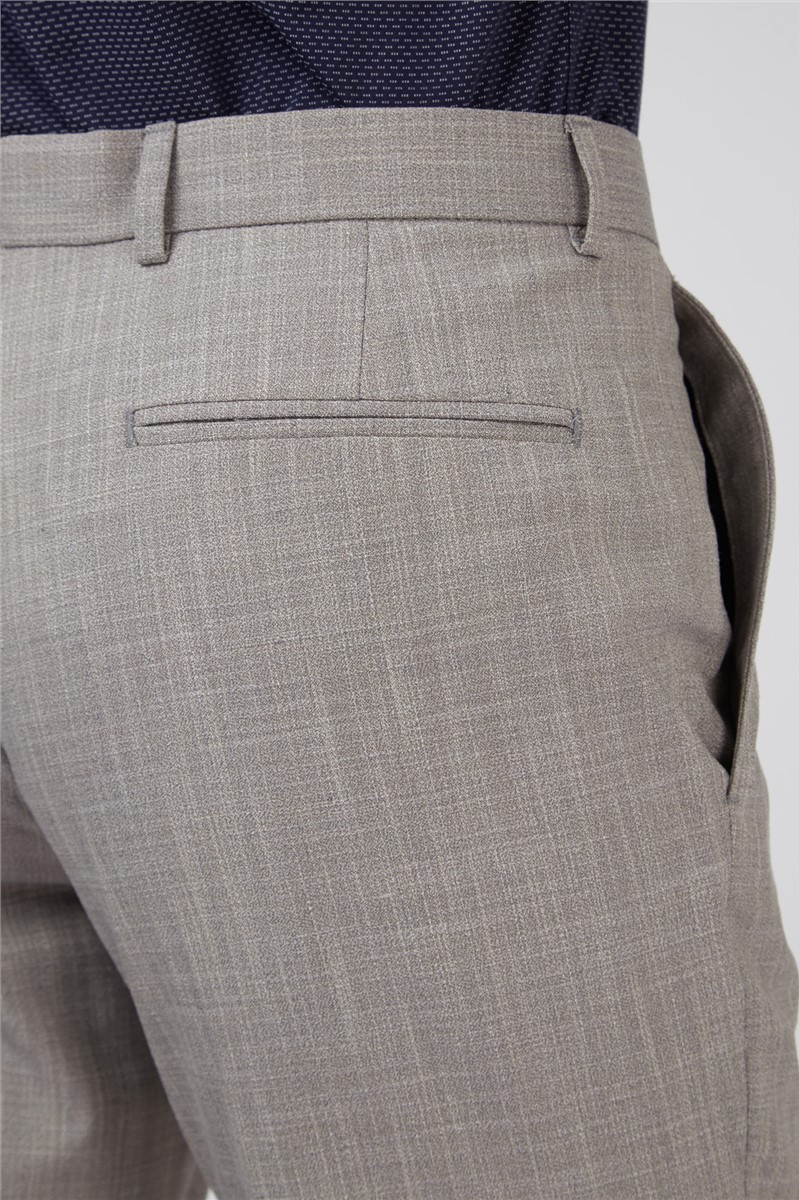 Limehaus Slim Fit Grey Textured Trousers