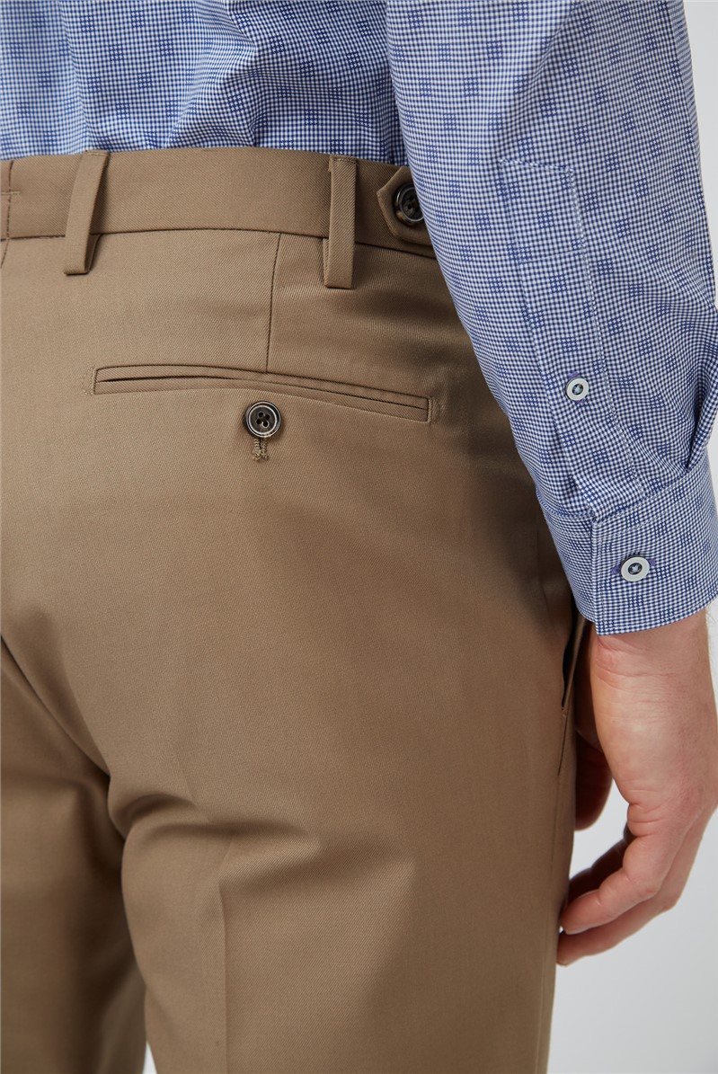 Flat Front Plain Stone Trouser