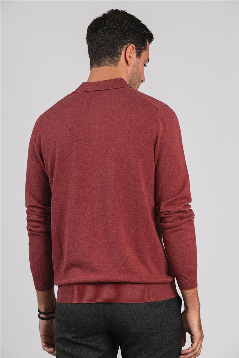 Concrete Red Knitted Polo Pullover