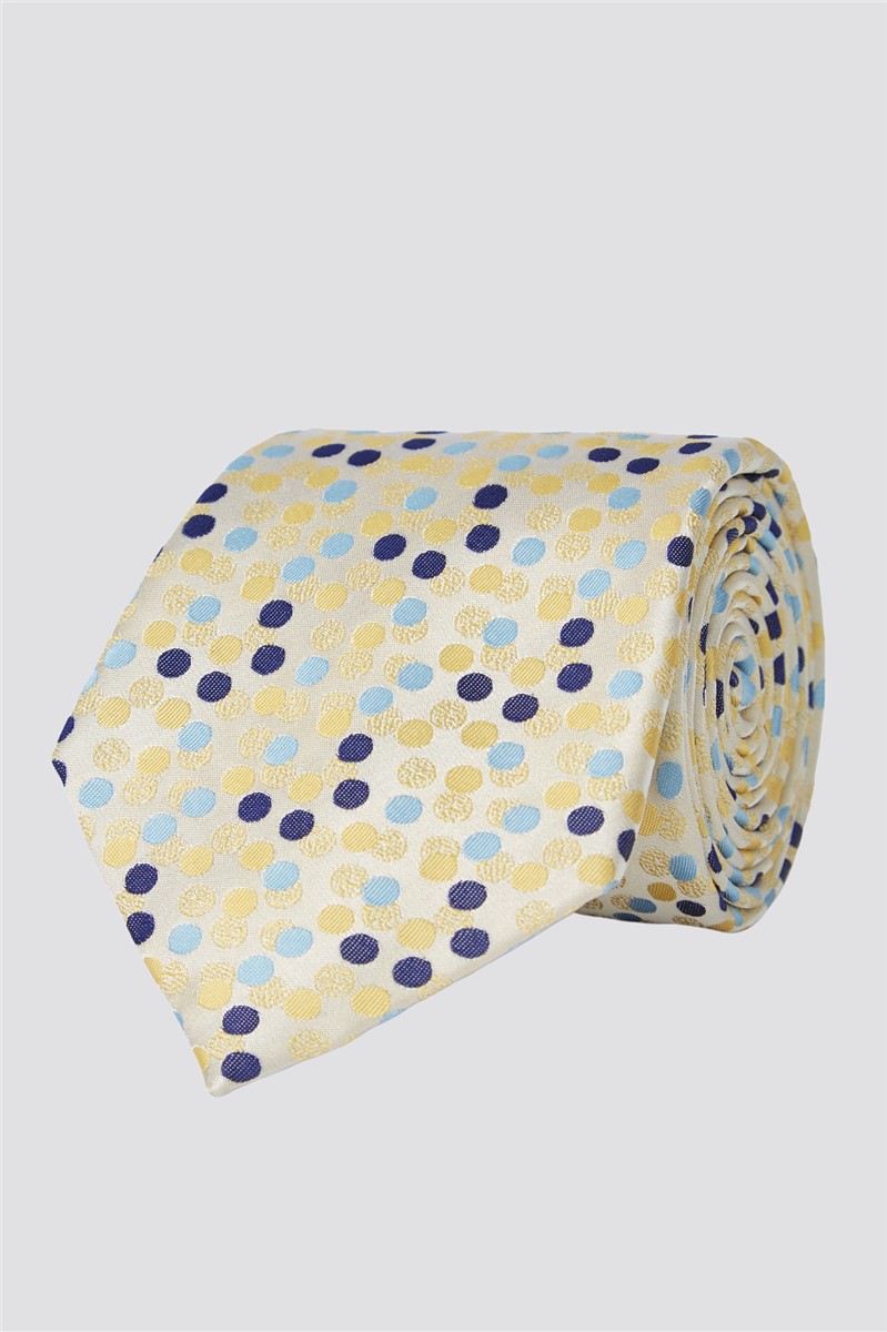 Jeff Banks Yellow, Gold, Navy & Blue Mix Spotted Tie