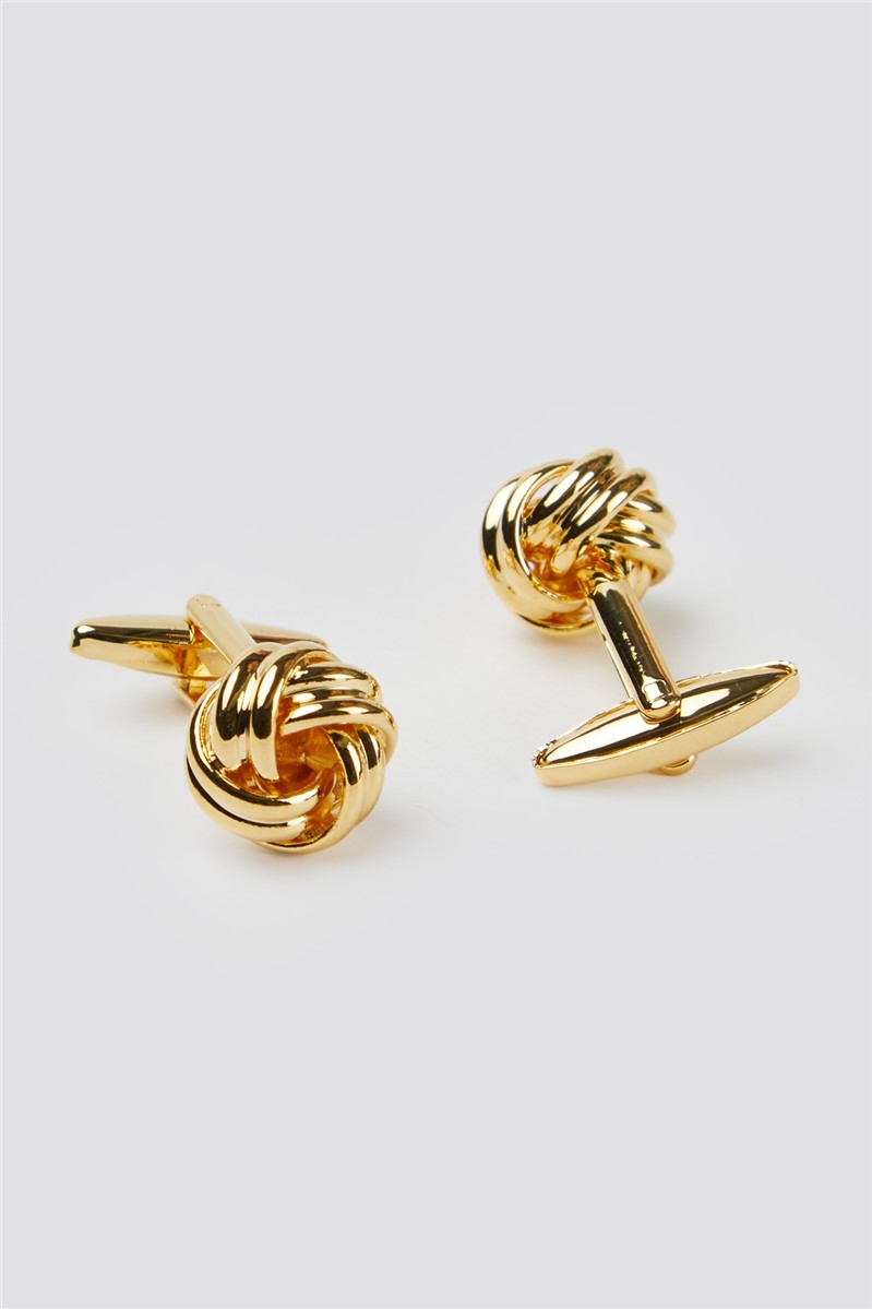 Suit Direct Large Open Knot Cufflinks - Gold Metal