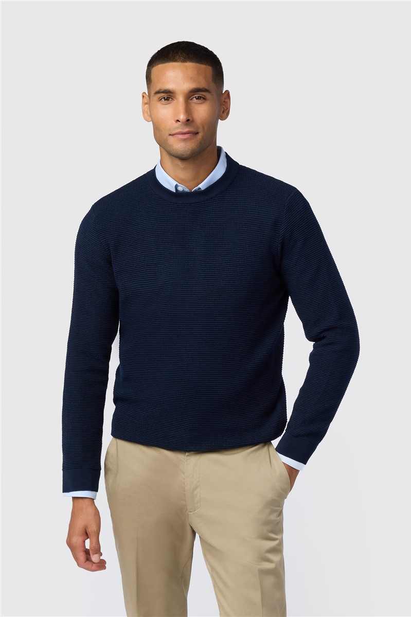 Melka Navy Blue Crew Neck Jumper