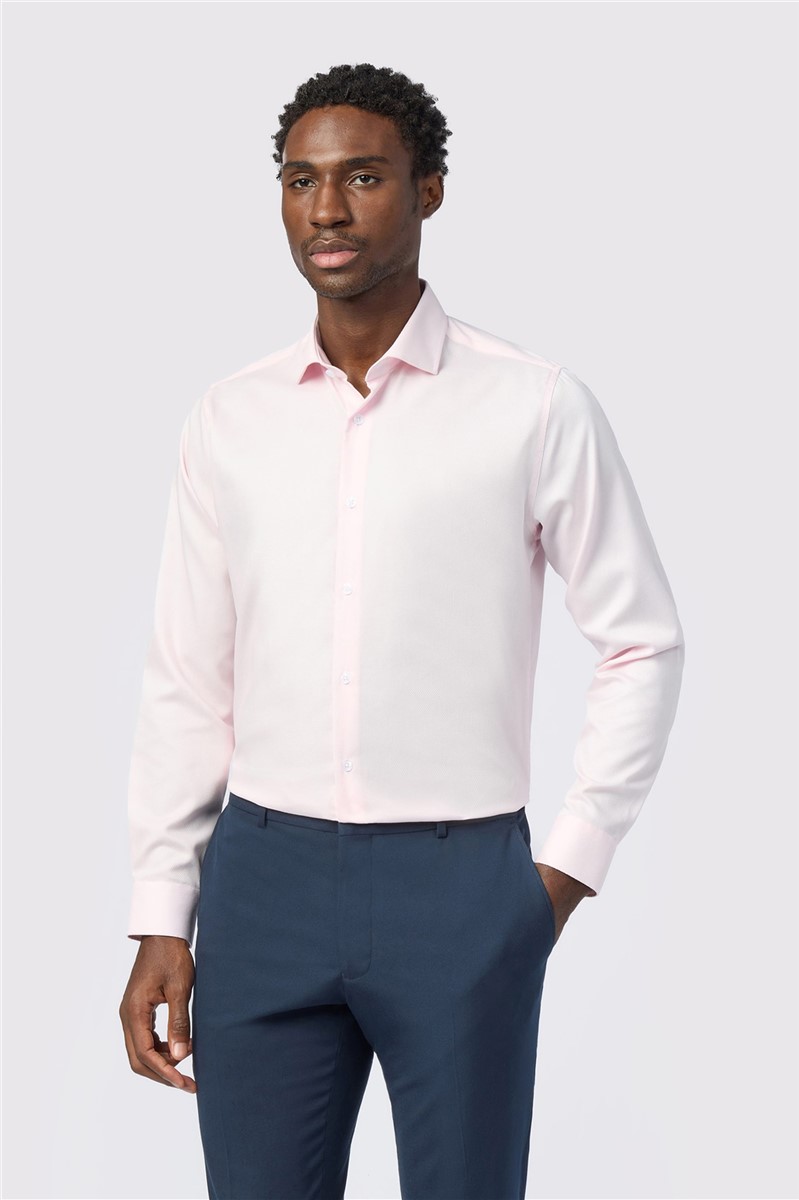 Alexandre Tailored Fit Pink Non-Iron Textured Single Cuff Shirt