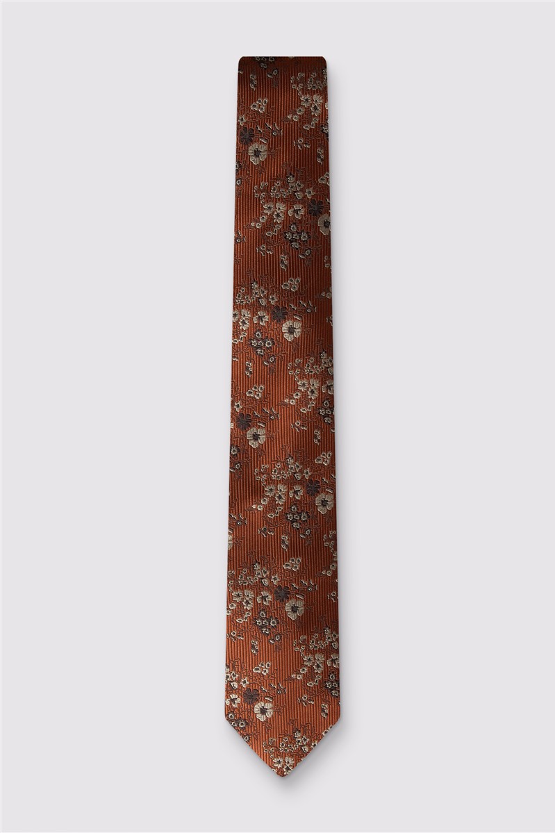 Antique Rogue - Rust Orange Floral Tie