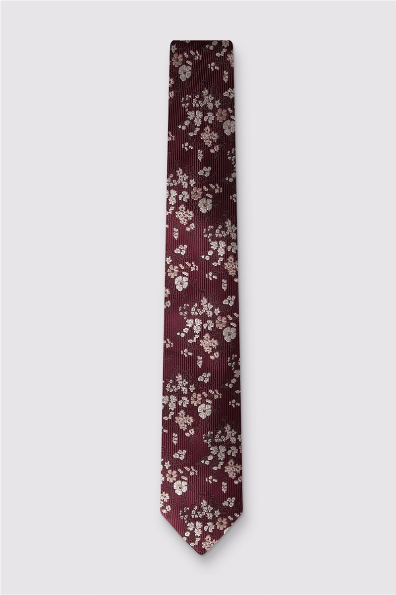 Antique Rogue - Mulberry Red Floral Tie