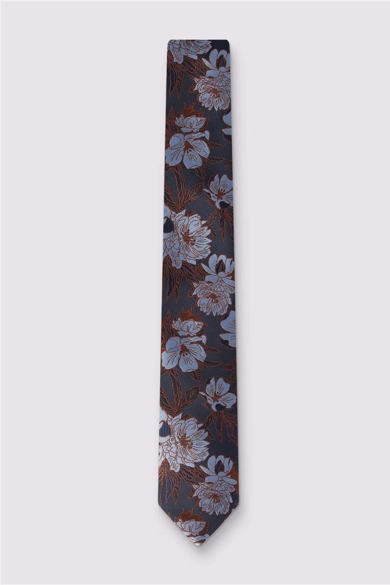 Rust Floral Print Tie | Suit Direct