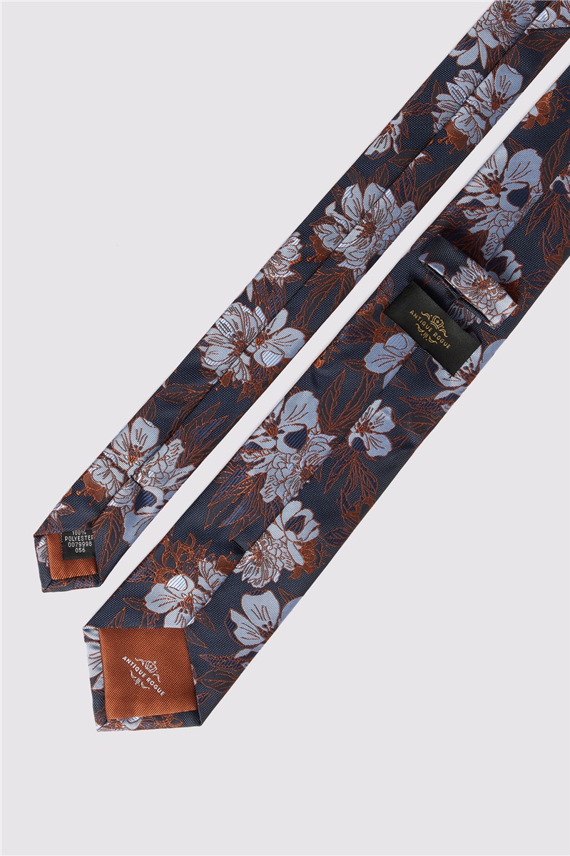 Rust Floral Print Tie | Suit Direct