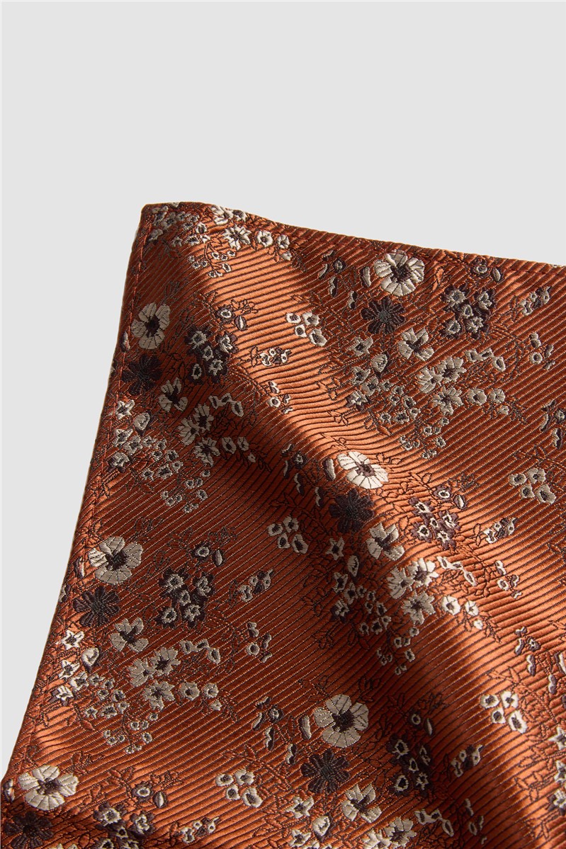 Antique Rogue Floral Pocket Square - Rust